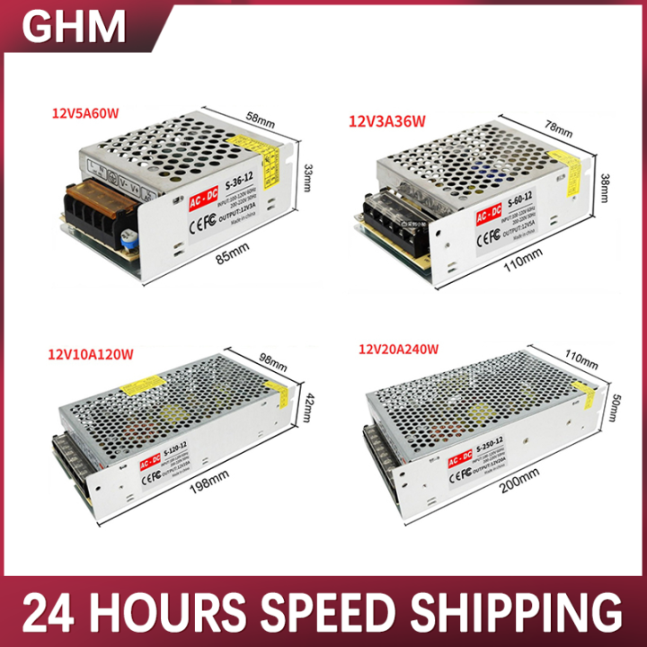 12V 3A 5A 10A 15A 20A Centralized Power Supply 12V 60W Power Adapt AC TO DC for Led Sign CCTV ...