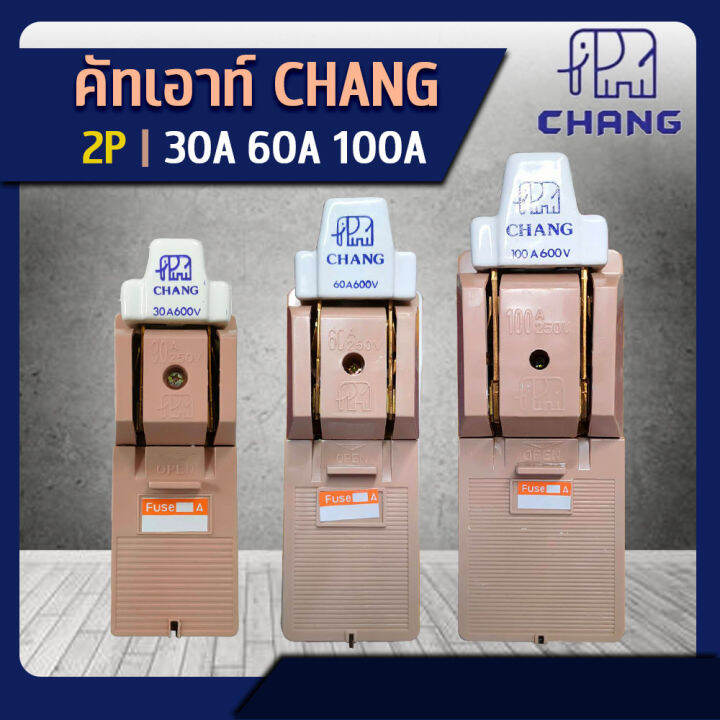 CHANG คัทเอาท์ ช้าง 2P 30A / 60A / 100A 600V พร้อมฟิวส์ในกล่อง | Lazada.co.th