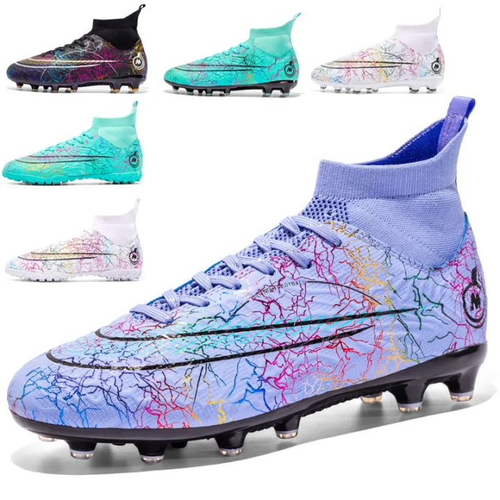 รองเท้าฟุตบอลชาย High Top AG Spikes รองเท้าฝึกนักฆ่าหญ้าประดิษฐ์ TF ...