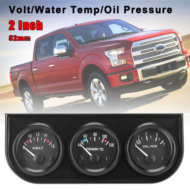 2" 52mm 3 in 1 Car Meter Oil Pressure Gauge with Sensor Black Holder ...