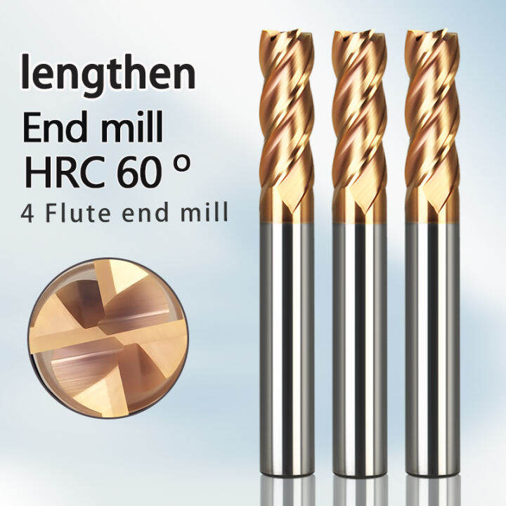 YI CHANG ดอกกัดโซลิดคาร์ไบด์ HRC60 ° เหล็กทังสเตนยาวกัดคัตเตอร์ TiLAINSiN นาโนเคลือบ 4 ขลุ่ย ...