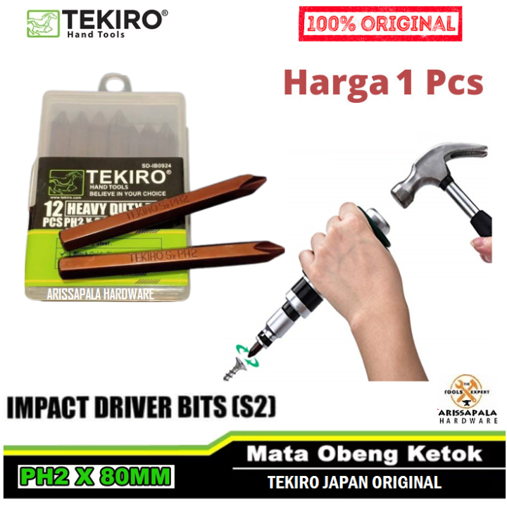 TEKIRO Mata Obeng Ketok Mata Getok Plus PH2 8 x 80 mm IMPACT DRIVER BIT ...