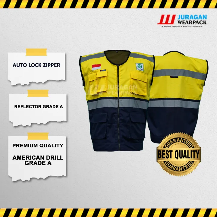 Rompi Proyek Safety Warna Kuning Kombinasi Biru Navy | Lazada Indonesia