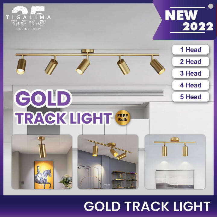 LED Gold Track Light Ceiling Light with GU10 Bulb Spot Tracklight Rail ...