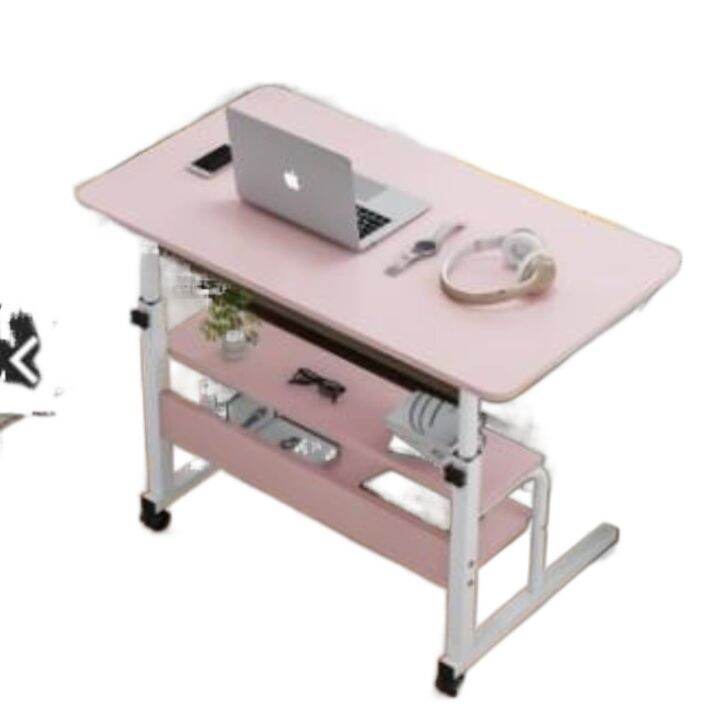 Multifctional Wooden Brushed Oak Computer Table Movable Bedside Laptop ...