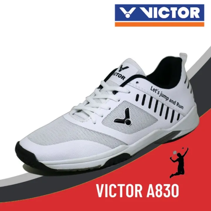Sepatu badminton bulutangkis pria victor A830 II full putih olahraga ...