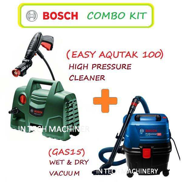 BOSCH COMBO KIT GAS15 WET & DRY DUST EXTRACTOR C/W EASYAQUATAK 100 HIGH PRESSURE CLEANER | Lazada