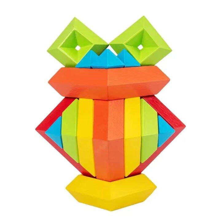 Creative Mind Pyramid blocks Wood Pyramid Cube Stacking Blocks Rainbow ...