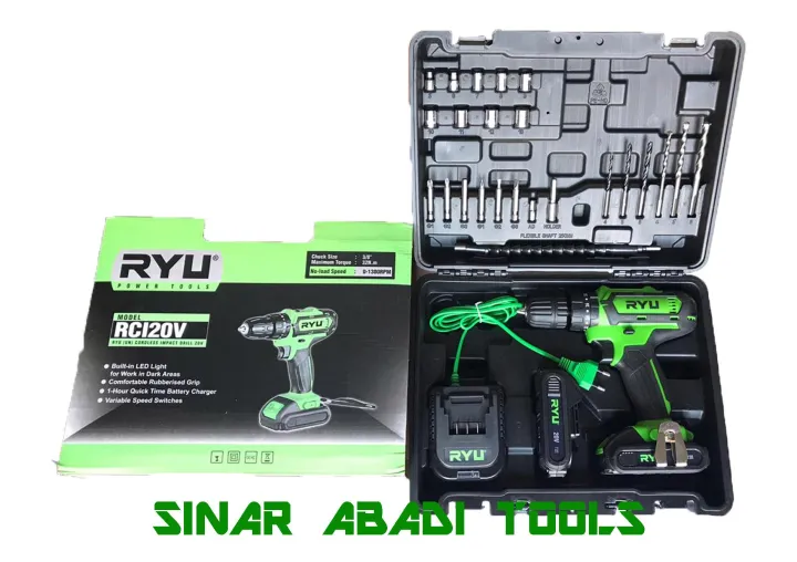 Mesin Cordless Impact Drill RYU RCI20V Mesin Bor Batre Baterai RYU ...