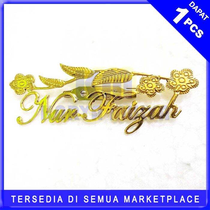 Plat Nama Kuningan Name Tag Bentuk Custom Nama Dada Bentuk Bunga ...