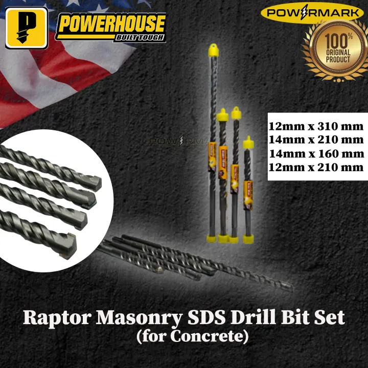 POWERHOUSE Raptor Masonry SDS Drill Bit Set (for Concrete) [POWERMARK ...