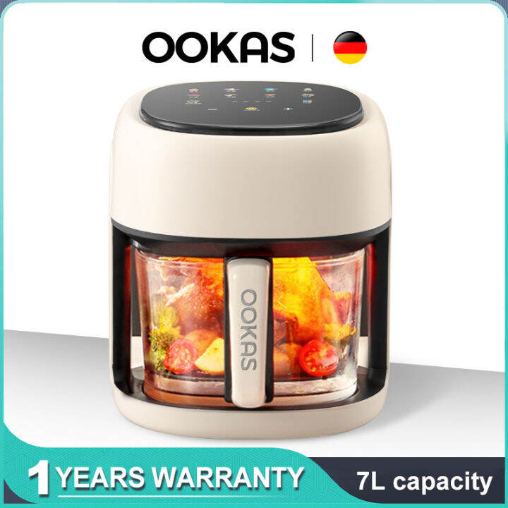 OOKAS Air Fryer 5L 7L Visual Glass Digital Touch Screen eless Fully ...