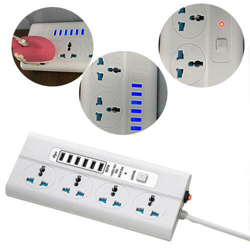 EXTENSION#10 - Extension cord with 6-usb port power strip High-power ...
