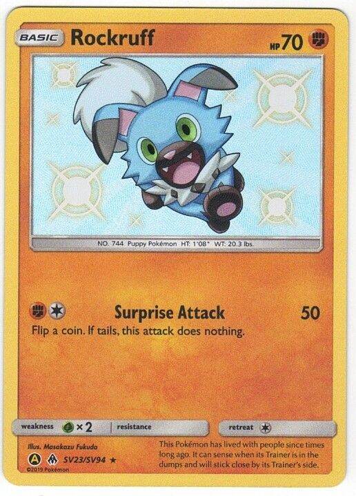 Pokemon TCG Rockruff Shiny Rare SV23/SV94 from Hidden Fates (Mint ...