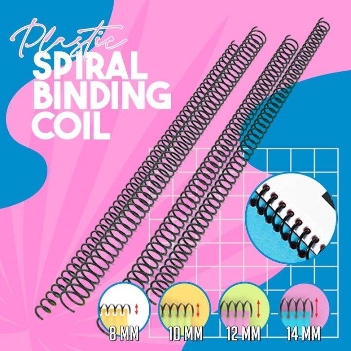 Plastic Spiral Coil Black for Spiral Binder Machine A4 (100pcs) 8MM ...