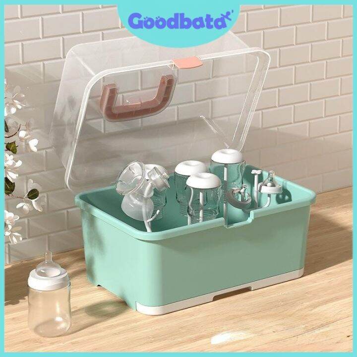 Goodbata Baby Feeding Bottle Drying Rack With Cover Storage Box ...
