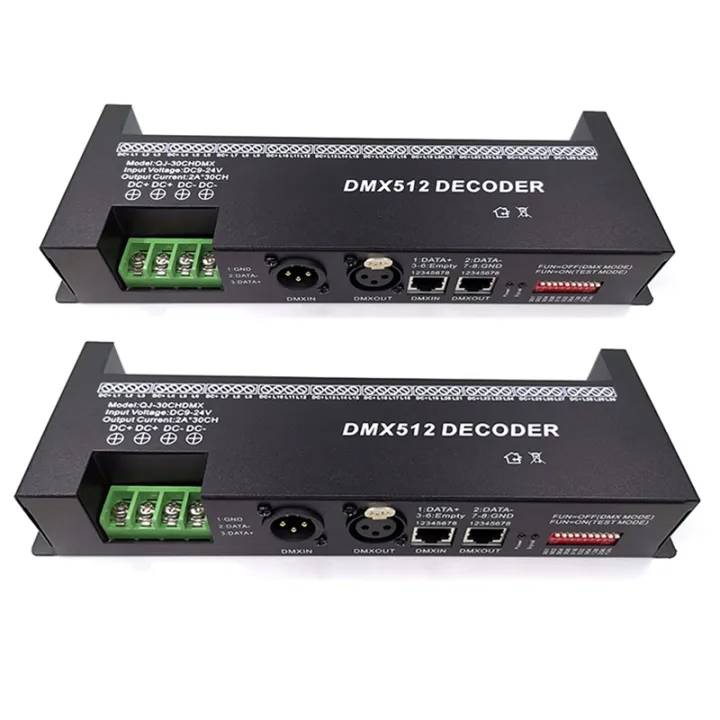 2X 30 Channel RGB DMX512 Decoder LED Strip Controller 60A DMX Dimmer PWM Driver Input DC9-24V ...