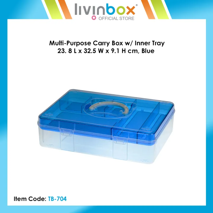 Livinbox Multi-Purpose Carry Box w/ Inner Tray 23. 8 L x 32.5 W x 9.1 H ...