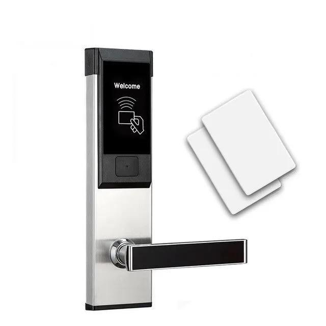 High Security Digital Electric Hotel Lock RFID Card Key Handle Door ...