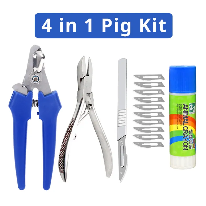 4 in 1 Pig Kit Piglet tail cutter + Pig tooth cutter + Piglet ...