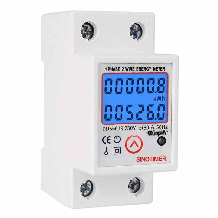 Meteran Listrik Digital Din Rail kWh Meter Single Phase 230V | Lazada ...