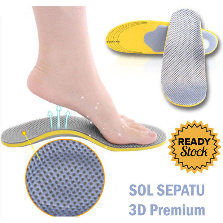 Sol Sepatu 3D Premium Orthotics Flat Foot Alas Kaki Sepatu Insole Pria ...