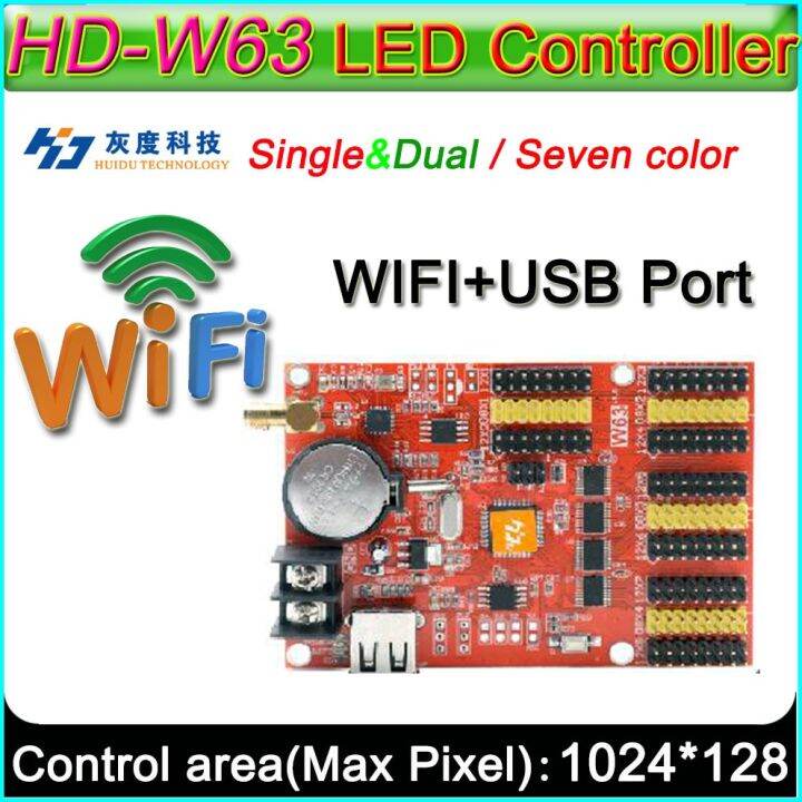 Hd-W63จอแสดงผลแอลอีดีController SingledoubleสีP10 Ledป้ายการ์ดควบคุมU-DiskและWifiไร้สายควบคุม ...