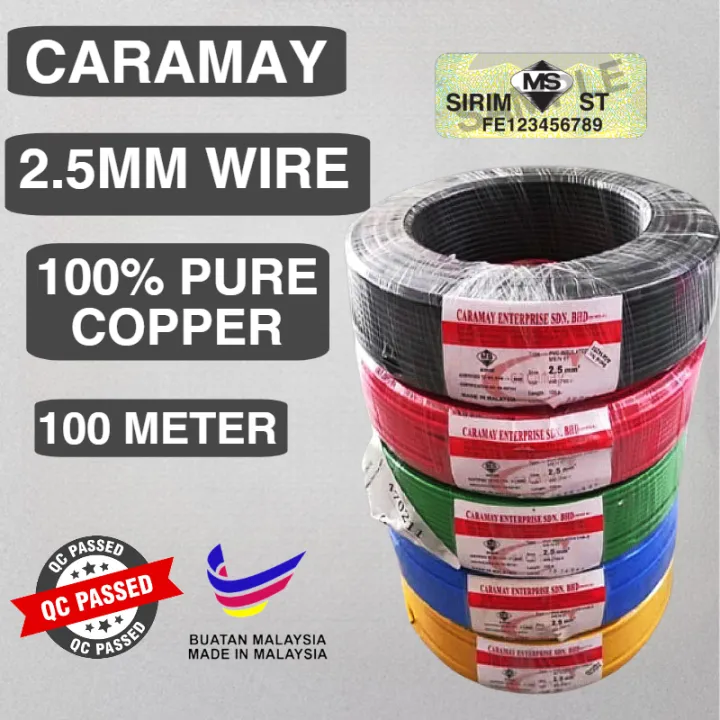 [SIRIM] CARAMAY 2.5MM Pure Copper 100% PVC Cable / Wayar / Wire Copper ...
