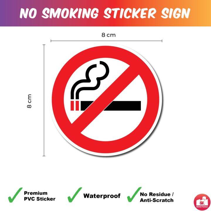 Sticker No Smoking Premium Round PVC Sticker / Sticker PVC Bulat ...
