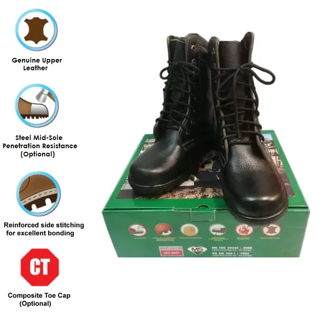 FRONTIER 9" Lace Up Hi-Cut Safety Boots / Military & Hiking Safety Shoe ...