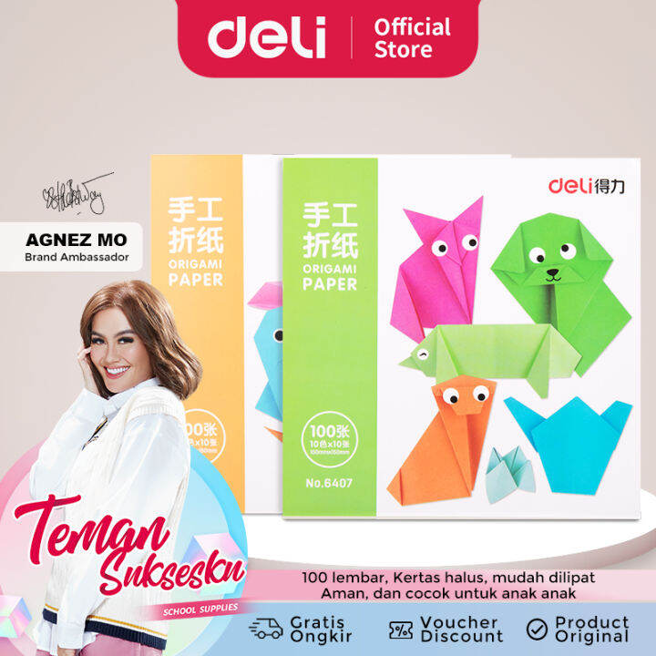 Deli Paper Craft / Origami Kertas Lipat 2 Sisi Persegi 100 Lembar 10 ...