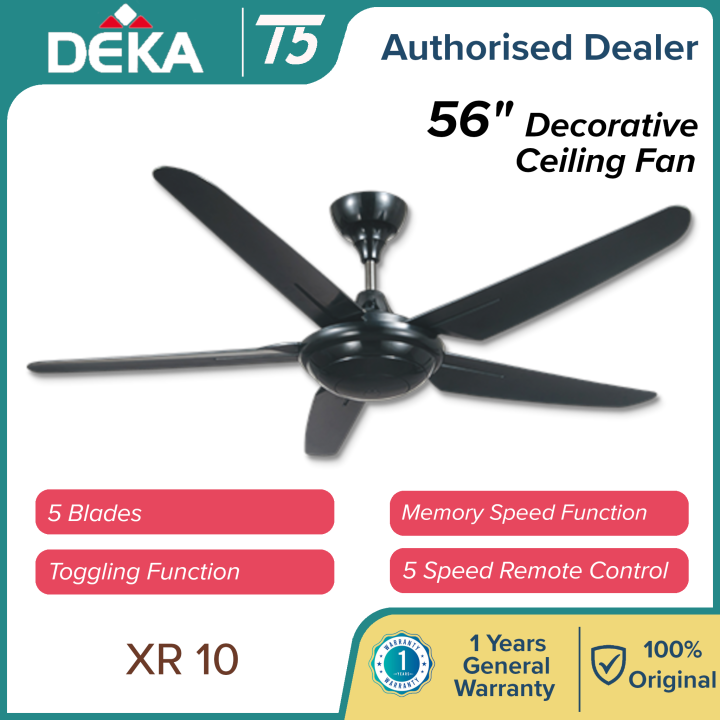 DEKA 5 Blades Remote Control Ceiling Fan 56 Inch XR10 / DKR56 / DKR42 ...