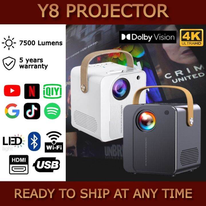 《NEW》 Projector Y8 Portable 7500 Lumens Full 1080P 4K WiFi | Lazada PH