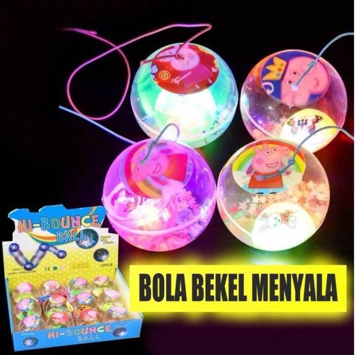 Bola Bekel Nyala Warna Warni - Mainan Bola Bekel Glitter Nyala Unik - Bola Bekel LED - Bola ...