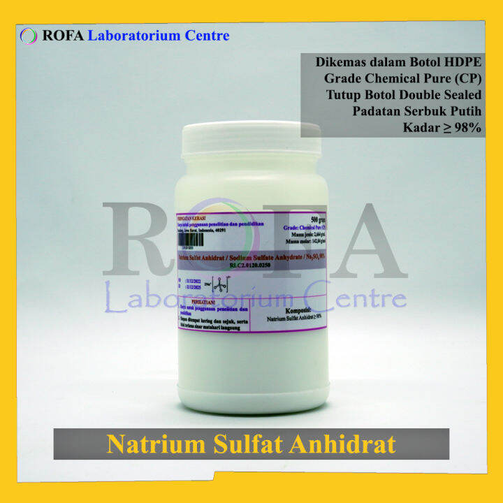 Natrium Sulfat Anhidrat / Sodium Sulfate Anhydrate / Na2SO4 CP 500 Gram ...