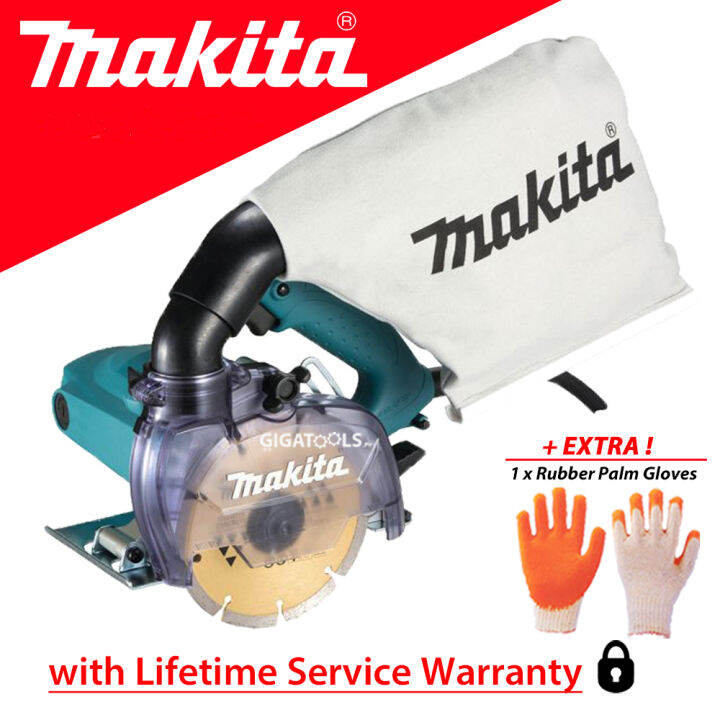 Makita 4100KB Dustless Concrete Cutter 1,400W (125mm) with Rubber Palm ...