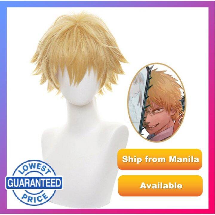 New 2023 Chainsaw Man Denji Wig Cosplay Golden Yellow Curly Hair Anime ...
