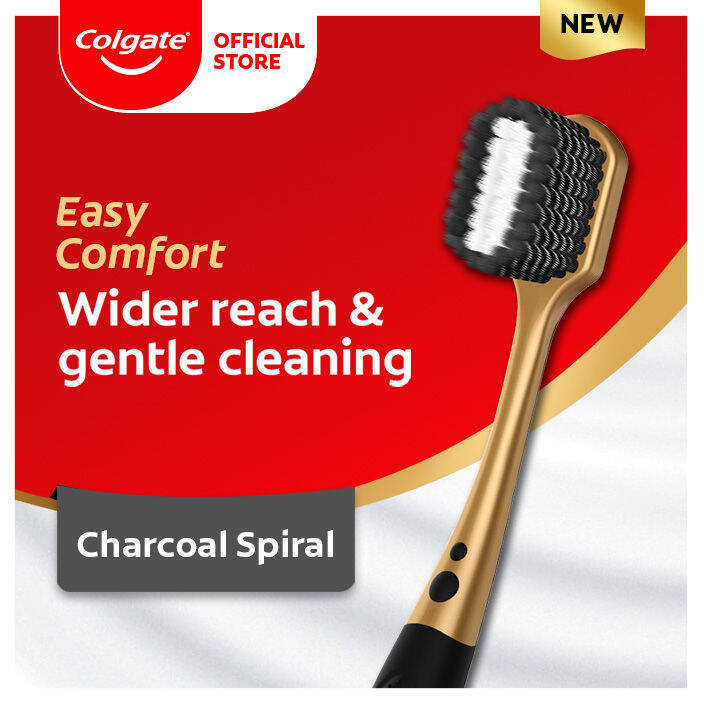 Colgate Easy Comfort Charcoal Spiral Toothbrush 1s (Super Soft bristles ...