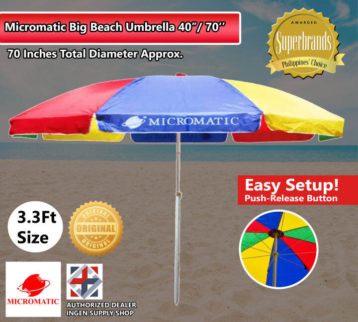 Micromatic Beach Umbrella 70 Inches Diameter Authentic Original ...