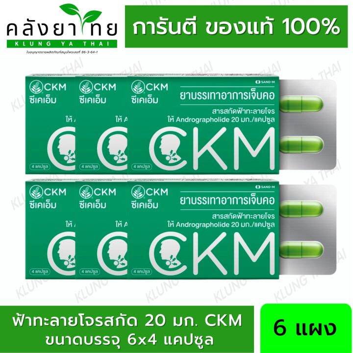 [6x4 คปซูล] CKM ฟ้าทะลายโจรสกัด มีแอนโดรกราโฟไลด์ 20มก./แคปซูล | Lazada ...