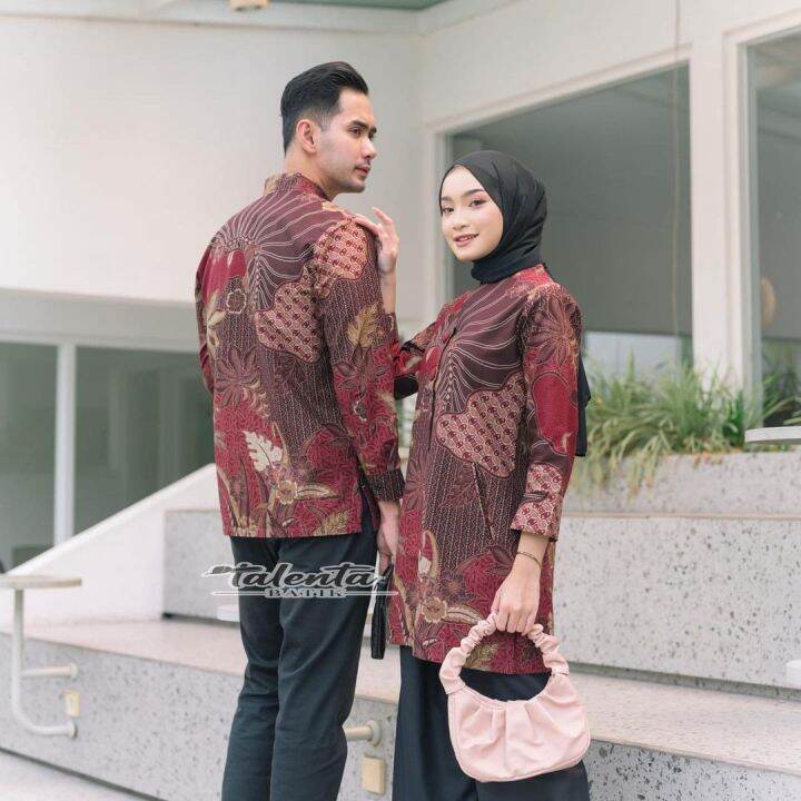 BATIK BAGUS JAKARTA Baju Batik Pasangan Couple Atasan Tunik Blouse Modern Kemeja Batik Premium ...