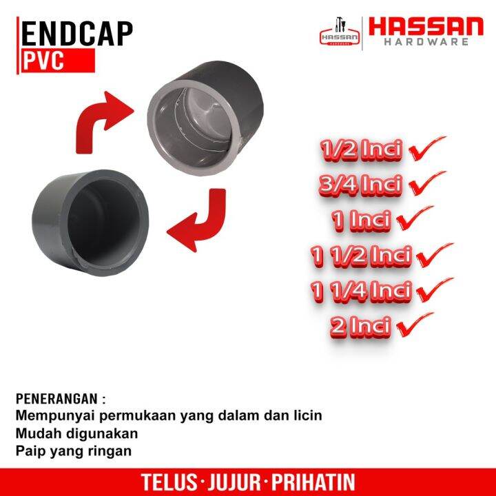 Paip PVC End Cap pelbagai jenis saiz | Lazada