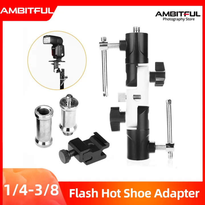 Flash Shoe Swivel Umbrella Holder Light Stand 1/4"-3/8" Adapters ...