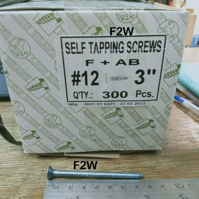 SEKRUP TAPPING FAB 12X3" MOON LION SKRUP FH (+) KEPALA RATA 7.5CM ...