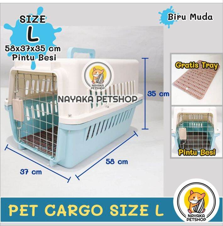 Size L Pintu Besi Pet Cargo Besar Pet Carrier Kucing Travel Jumbo ...