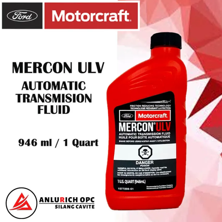 FORD MOTORCRAFT MERCON ULV AUTOMATIC TRANSMISSION FLUID 946 ML/ 1 QUART ...