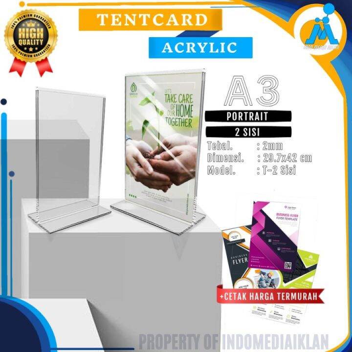 akrilik tent card holder A3 / tendcard akrilik / akrilik menu meja ...
