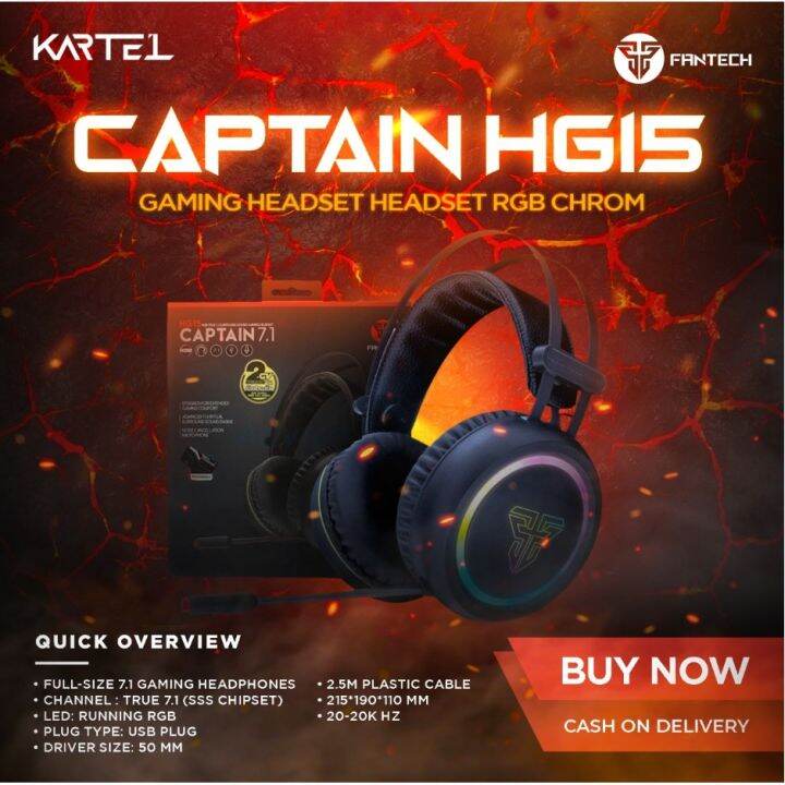 FANTECH CAPTAIN 7.1 HG15 RGB Light USB Virtual 7.1 Surround Sound ...