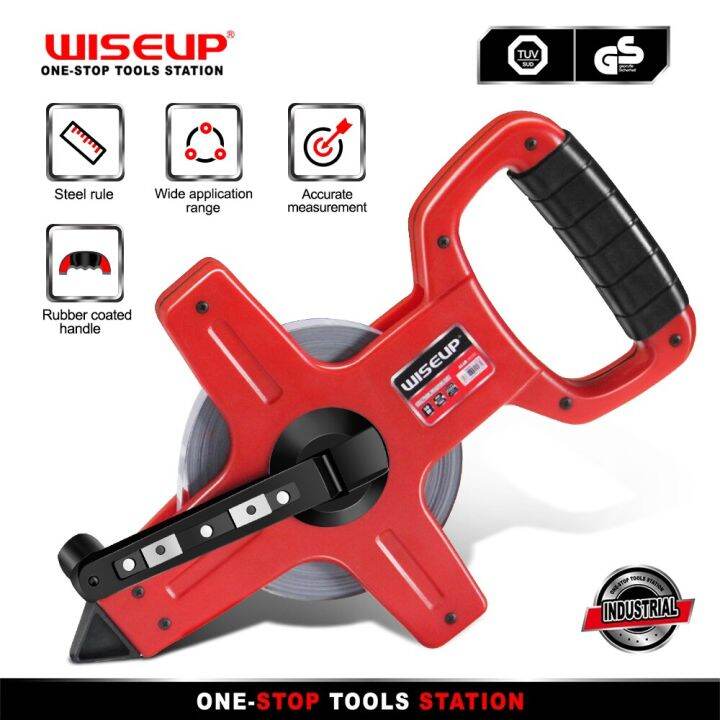 WISEUP 30/50/100M Portable Steel Tape Measure Metric Construction ...