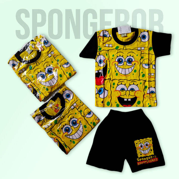 [ASN] SETELAN KARAKTER SPONGEBOB SQUAREPANTS | BAJU KAOS SPONGE BOB ...